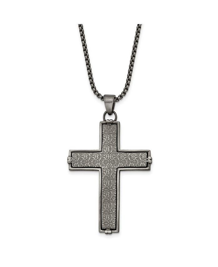Chisel Stainless Steel Antiqued Cross Pendant on a Rope Chain Necklace ...