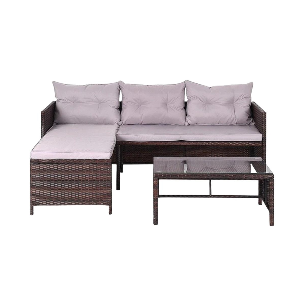 Click here for 3 pcs Rattan Wicker Deck Couch Outdoor Patio Sofa... prices