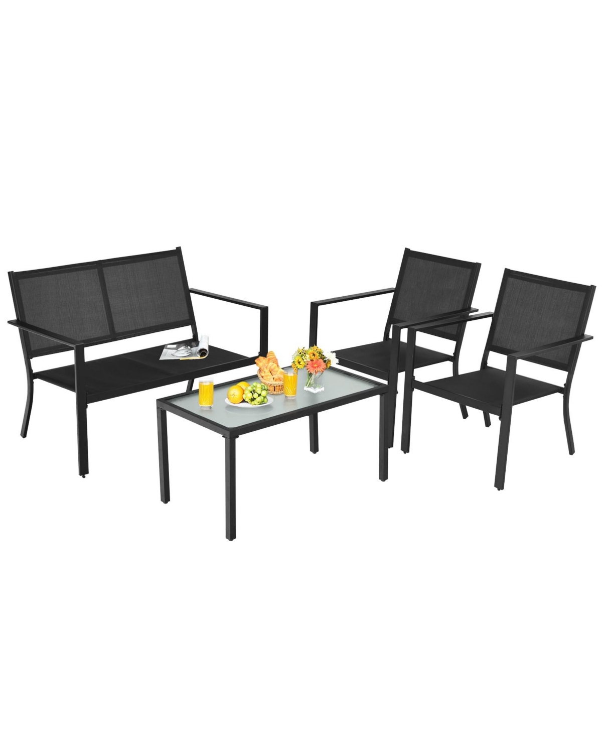 Click here for 4 Pcs Patio Furniture Set Sofa Coffee Table Steel... prices