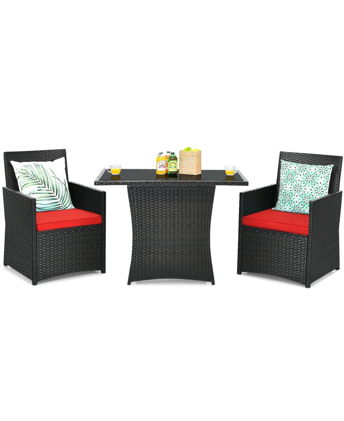 Click here for 3 Pieces Patio Rattan Furniture Set with Cushion a... prices