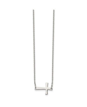 Chisel Polished Sideways Cross on a 16 inch Cable Chain Necklace - Macy's