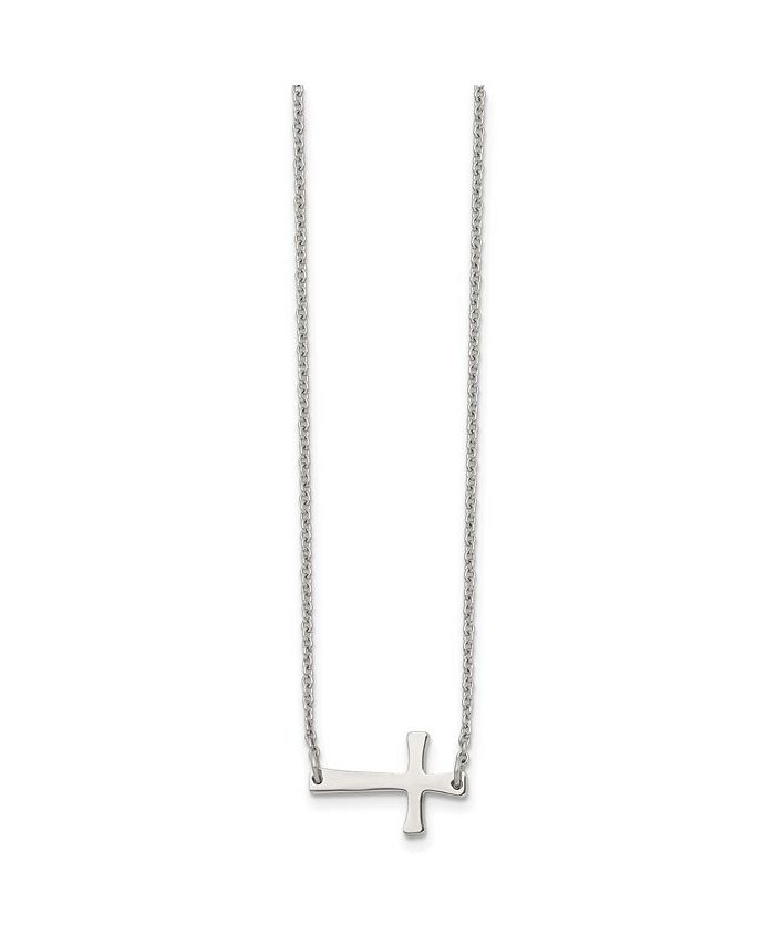 Chisel Polished Sideways Cross on a 16 inch Cable Chain Necklace - Macy's