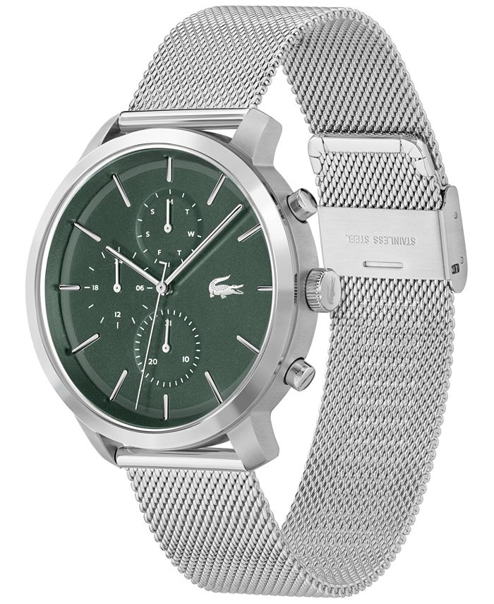 Lacoste Men's Replay Multifunction Silver-tone Stainless Steel Mesh ...