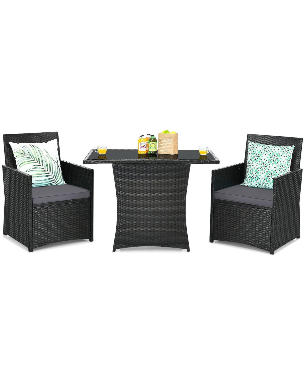 Click here for 3 Pieces Patio Rattan Furniture Set with Cushion a... prices