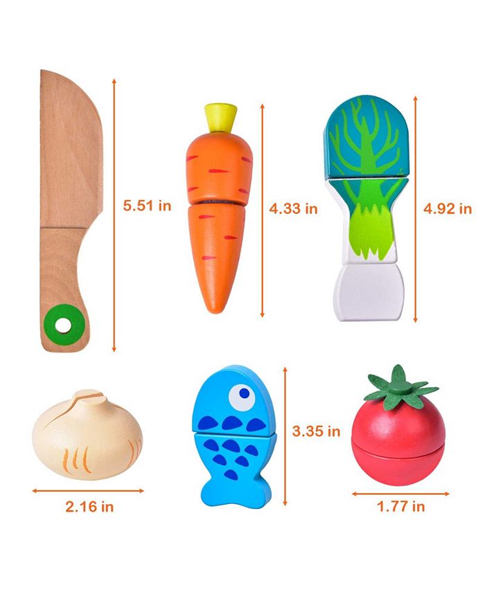 Fun Little Toys Wooden Pretend Play Food Cutting Set of 6 - Macy's