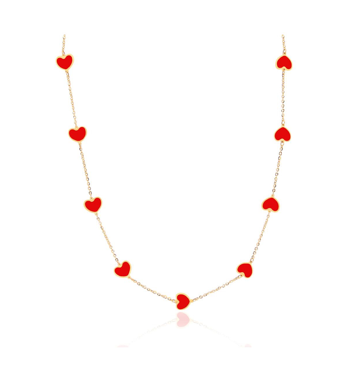 Click here for The Lovery Coral Heart Station Necklace 14K Gold -... prices
