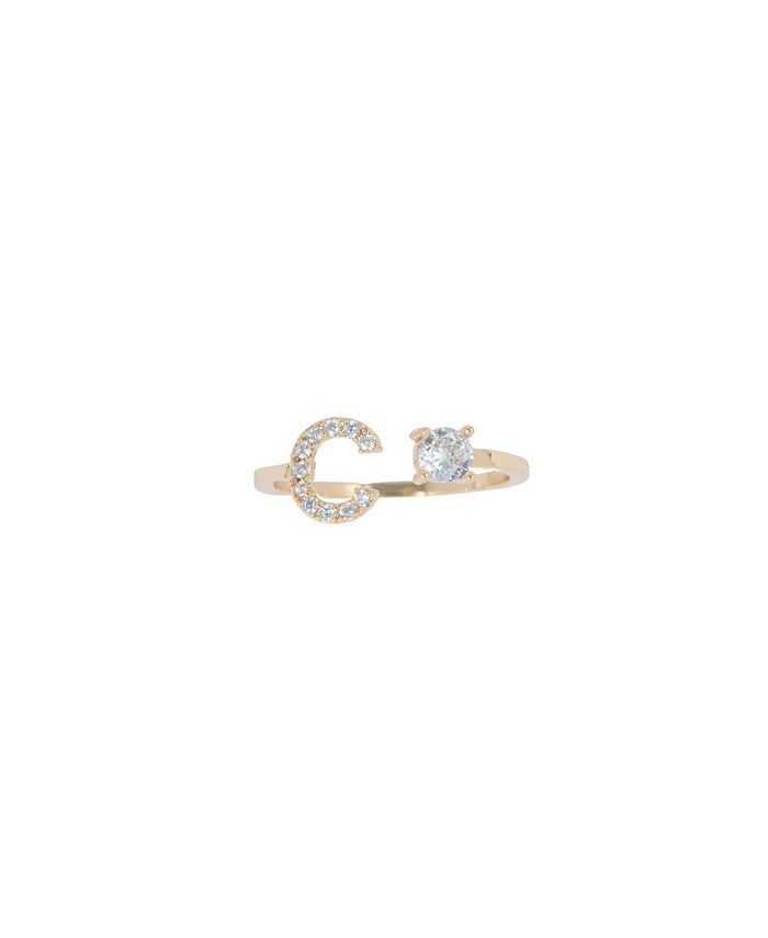 KC Chic Designs Crystal Initial Adjustable Gold-Tone Ring - Macy's