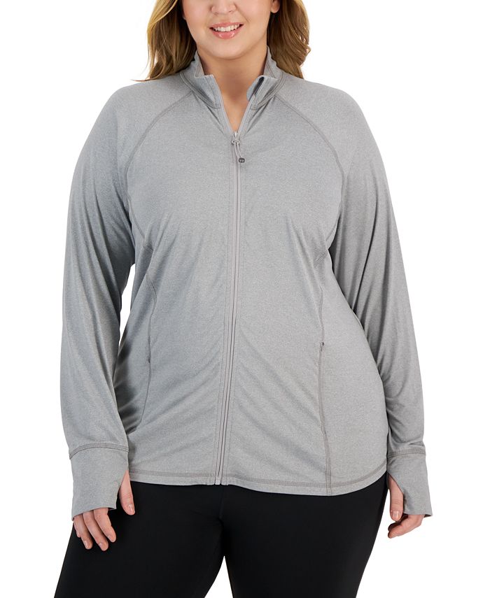ID Ideology Plus Size Zip-Front Long Sleeve Jacket, Created for Macy's ...