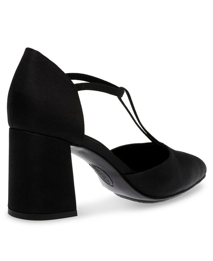 Anne Klein Women's Barclay Pointed Toe T Strap Block Heel Pumps - Macy's