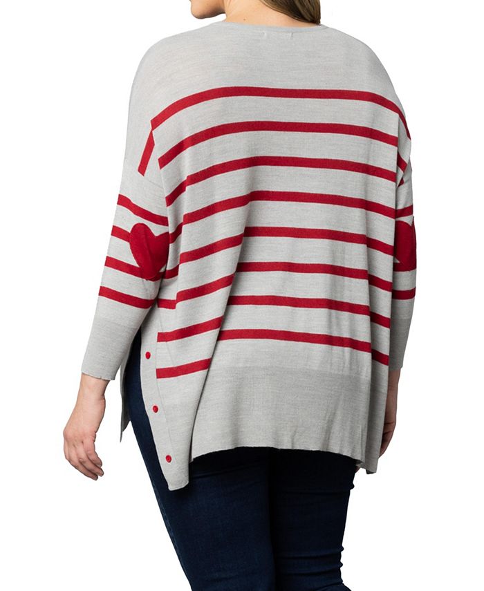 Kiyonna Women's Plus Size Heart on Your Sleeve Crew Neck Sweater - Macy's