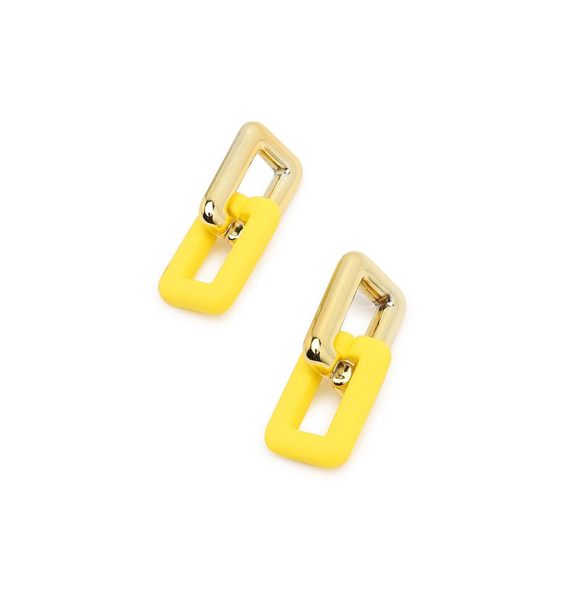 Click here for Sohi Womens Yellow Chain-link Drop Earrings - Yell... prices