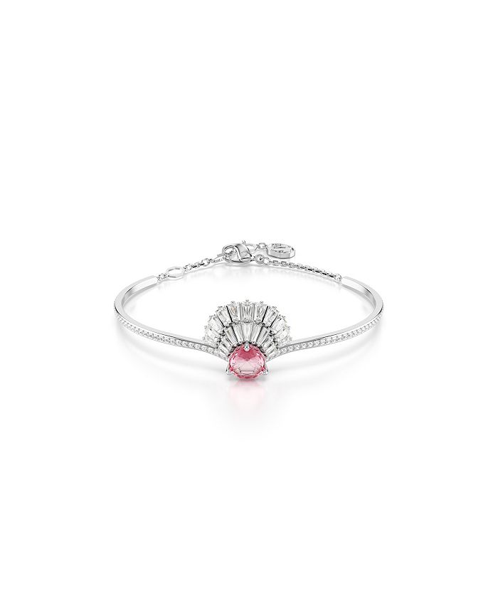 Swarovski Shell, Pink, Rhodium Plated Idyllia Bangle Bracelet - Macy's