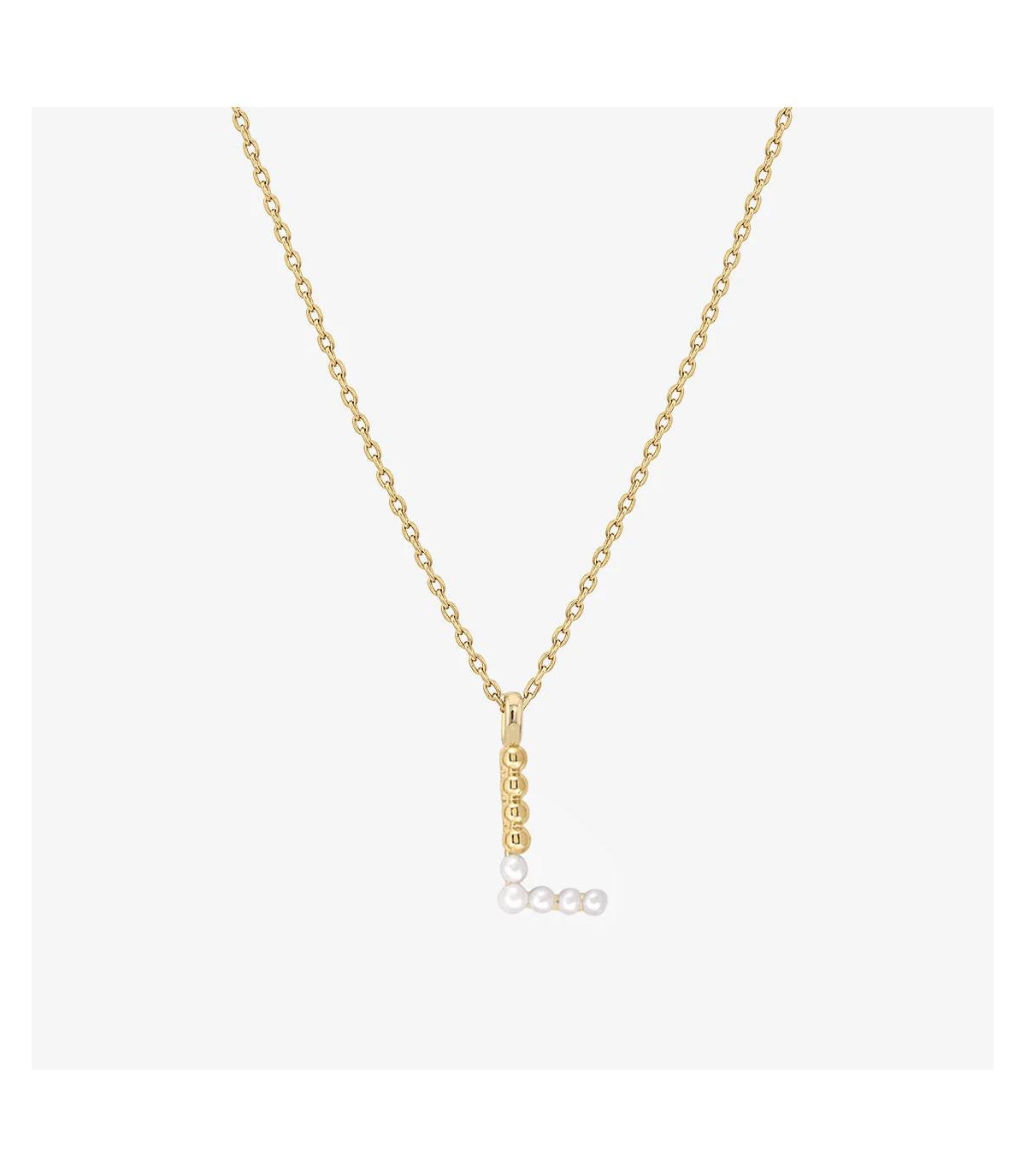 Click here for Cultured Pearl Pave Initial Necklace - L prices