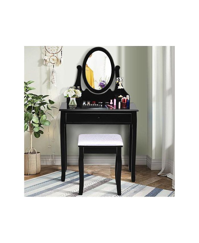 Slickblue Bathroom Vanity Wooden Makeup Dressing Table Stool Set - Macy's