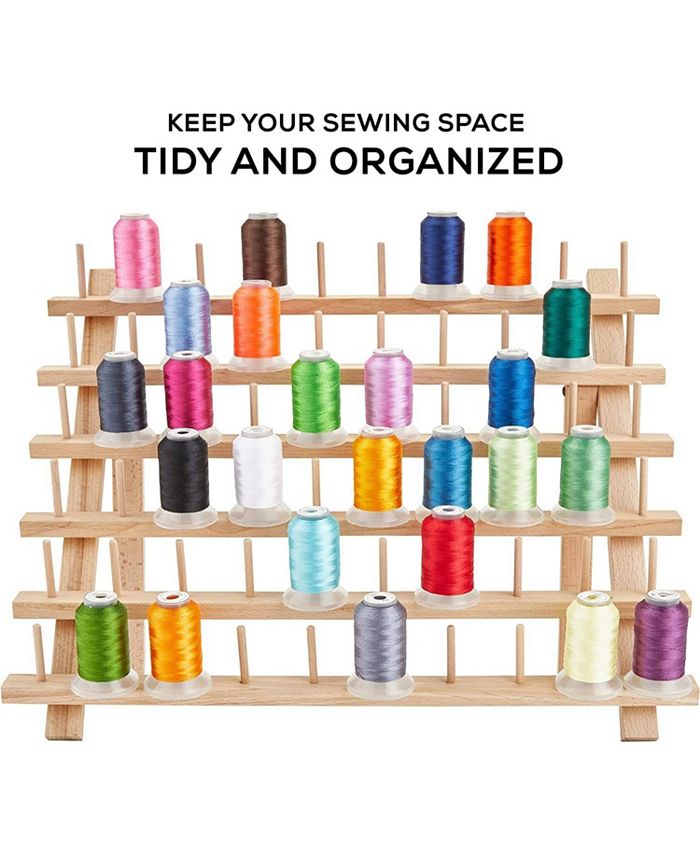 Jumbl 60-Spool Wooden Thread Holder with Hanging Hooks - Macy's