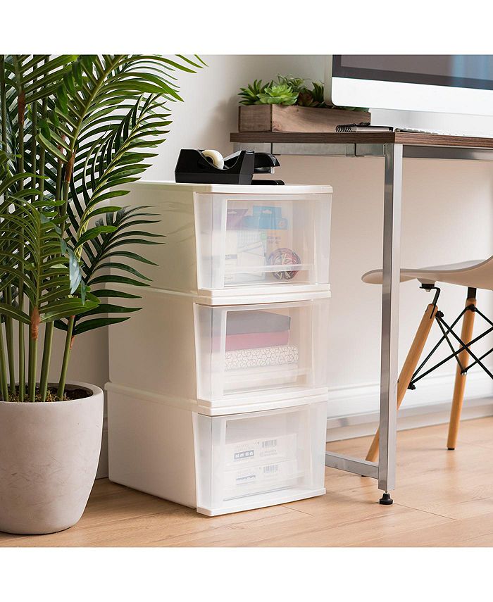 IRIS USA 4Pack 17qt Medium Stackable Plastic Drawers for Clothes, White ...