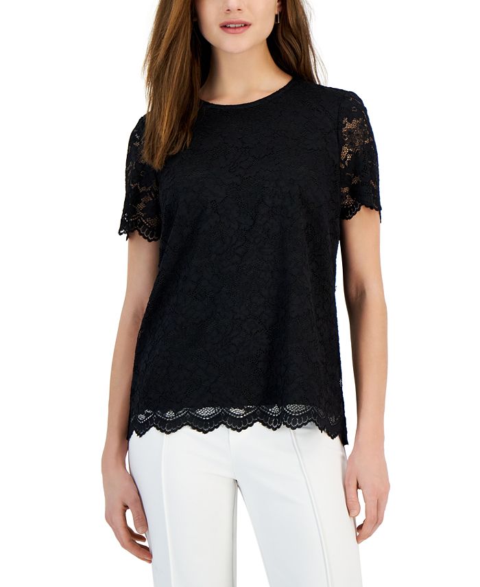 Tahari ASL Women's Lace Short-Sleeve Top - Macy's Tahari ASL Women's Lace Short-Sleeve Top - Macy's