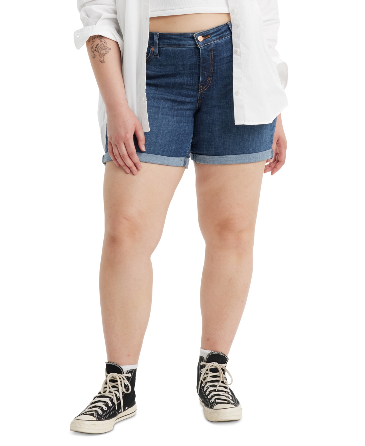 Click here for Levis Trendy Plus Size Mid-Length Stretch Denim Sh... prices