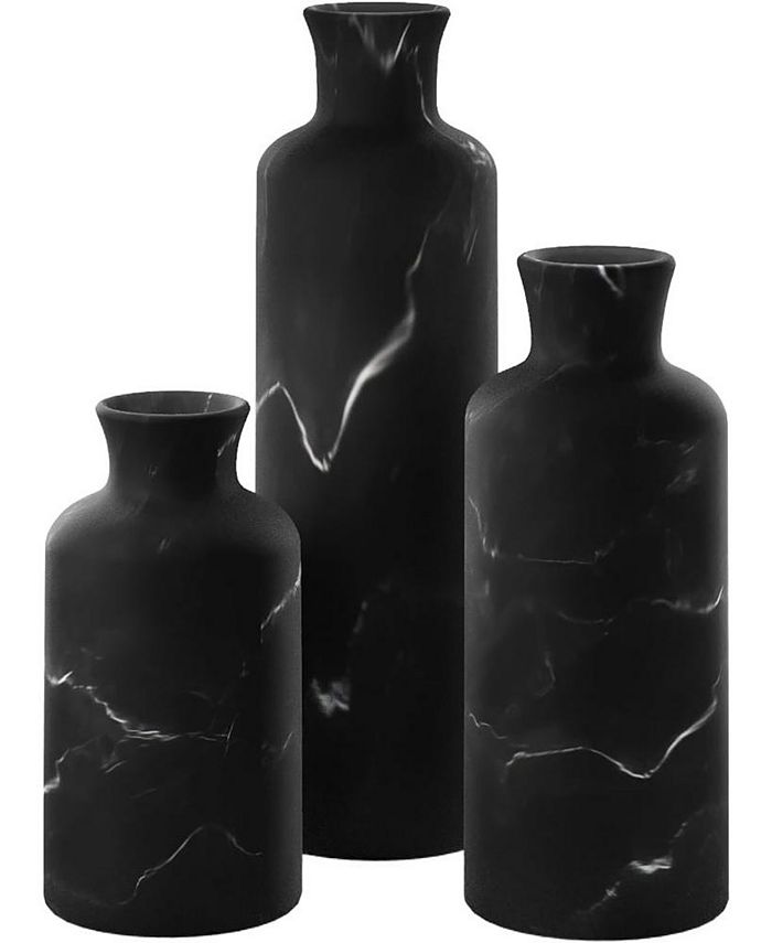 Creative Scents Matte Black Vase Set of 3 - Macy's