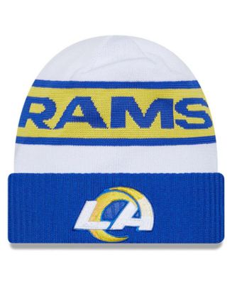 Men's New Era White, Royal Los Angeles Rams 2023 Sideline Tech Cuffed ...