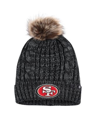 Women's '47 Brand Black San Francisco 49ers Logo Meeko Cuffed Knit Hat ...