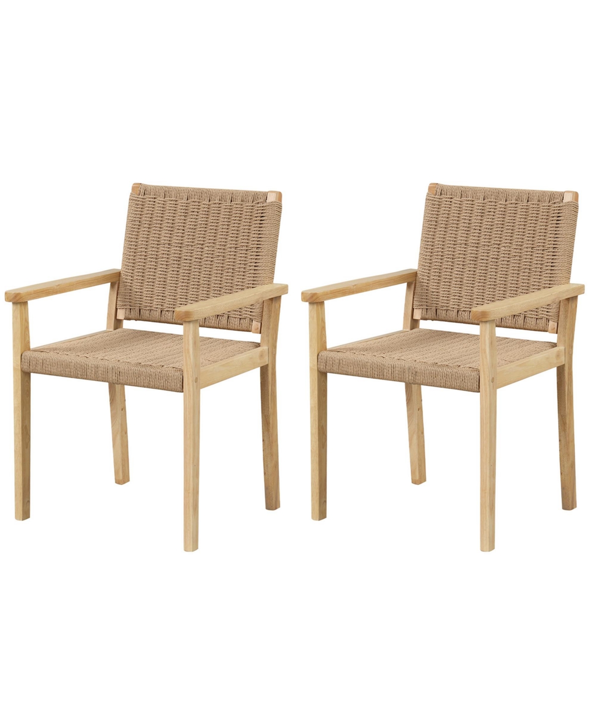 Click here for Patio Chair Set of 2 Rubber Wood Dining Armchairs... prices