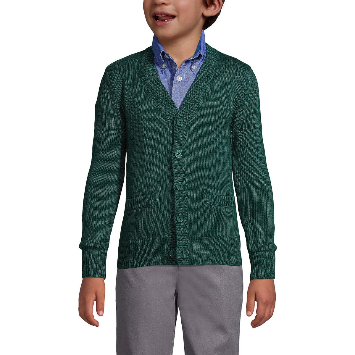 Click here for Lands End Boys Cotton Modal Button Front Cardigan... prices