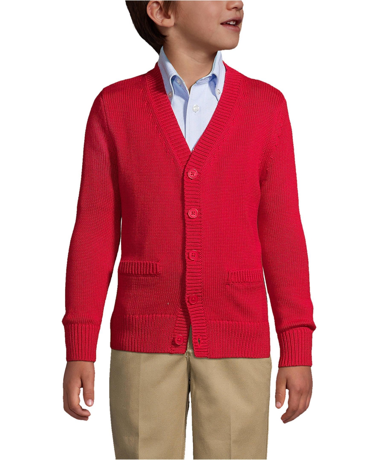 Click here for Lands End Boys Cotton Modal Button Front Cardigan... prices