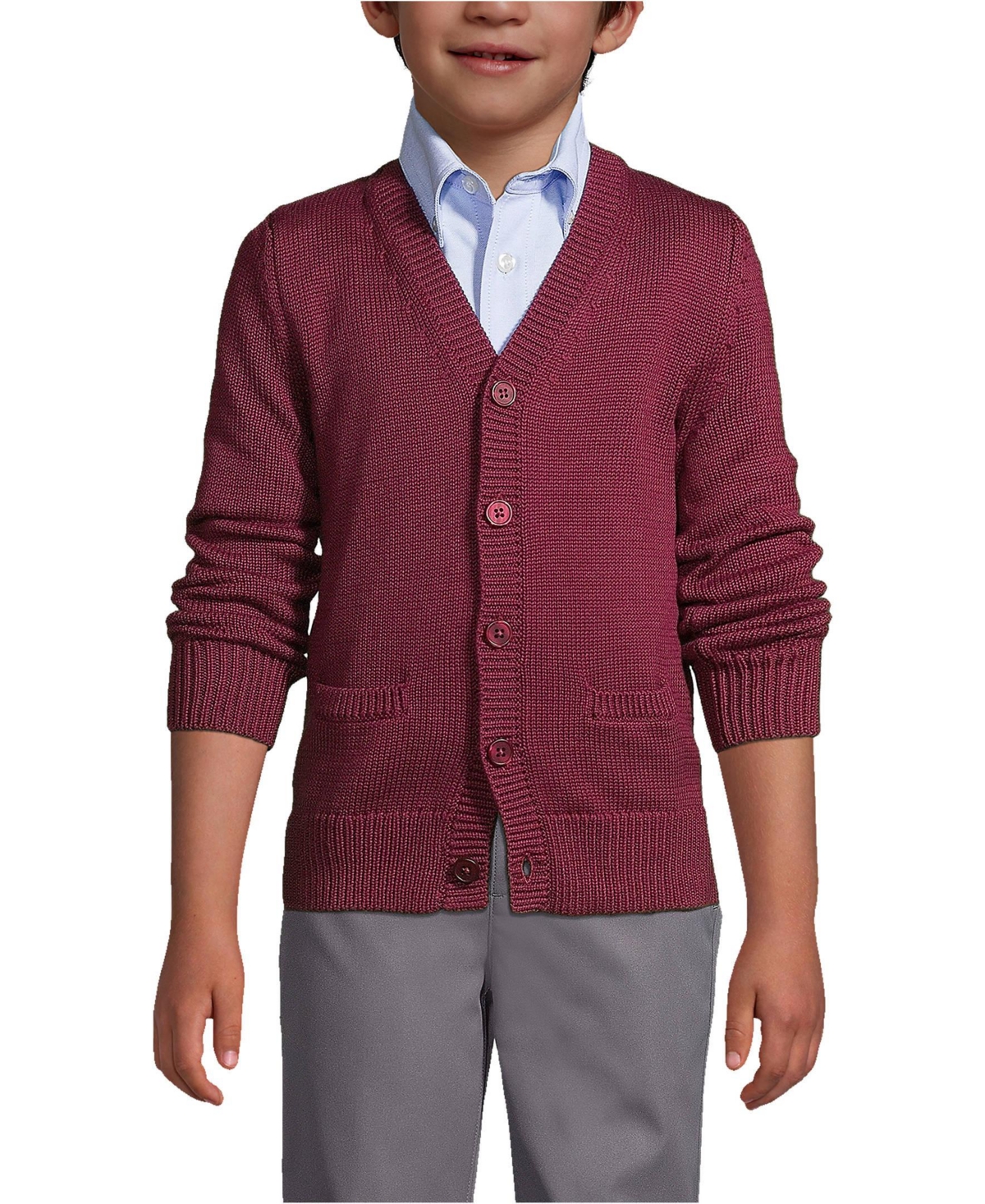 Click here for Lands End Boys Cotton Modal Button Front Cardigan... prices