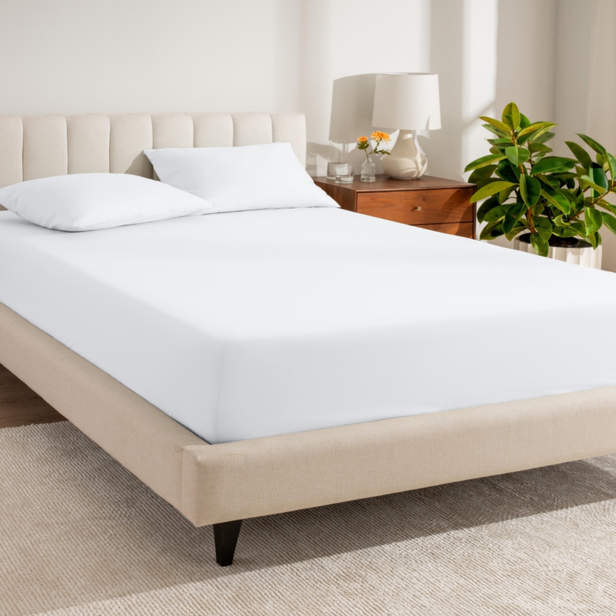 Click here for Bare Home Percale Fitted Sheet - White prices