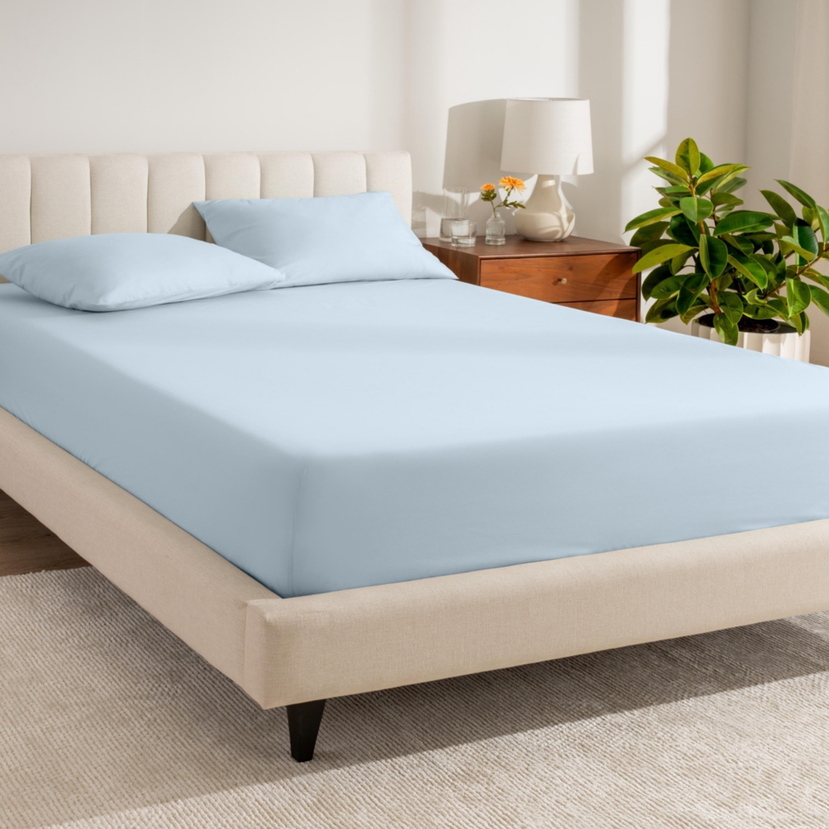 Click here for Bare Home Percale Fitted Sheet - Winter blue prices
