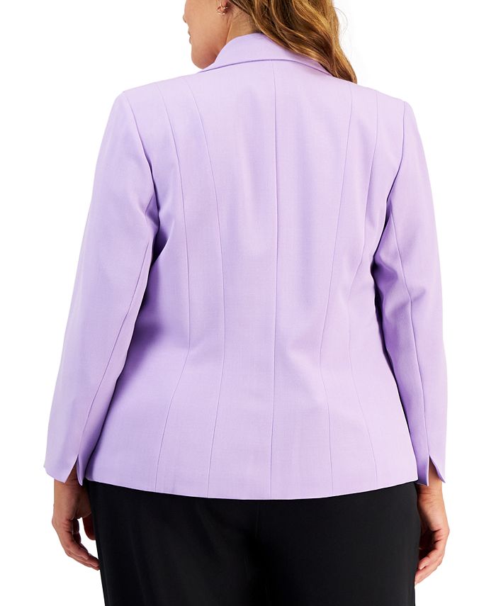 Kasper Plus Size Stretch Crepe One-Button Jacket - Macy's