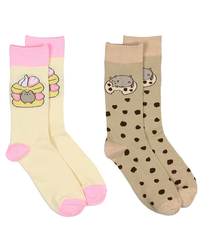 Pusheen The Cat Yummy Snacks Crew Socks Size 5-9 - 2 Pair Adult Unisex ...