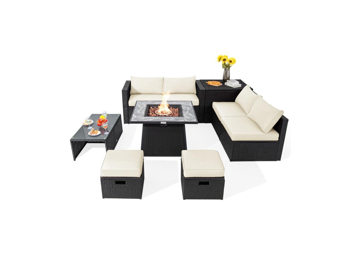 Click here for Slickblue 9 Pieces Outdoor Wicker Sectional with 3... prices