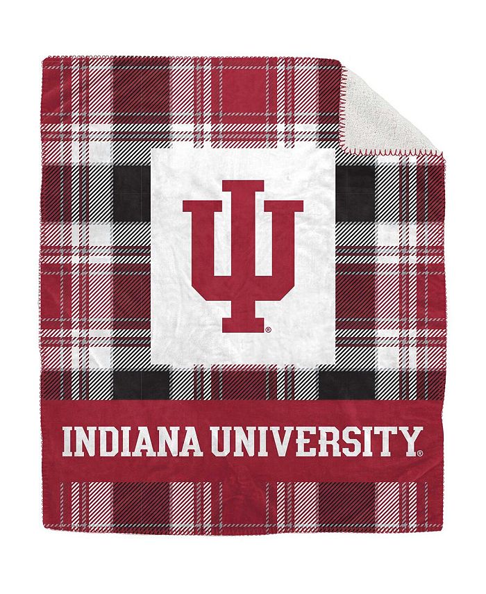 Pegasus Home Fashions Indiana Hoosiers 50" x 60" Plaid Flannel Sherpa ...