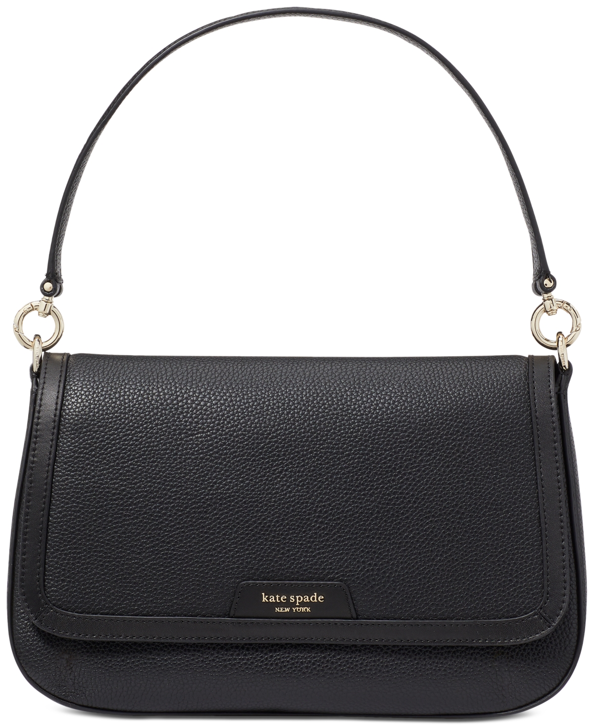 Kate Spade New York Hudson Small Pebbled Leather Flap Shoulder Bag - Black
