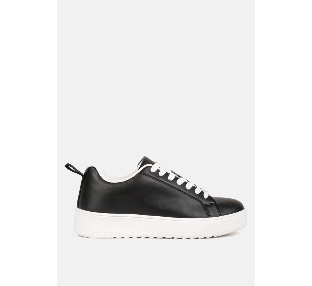 Click here for Women Rouxy Faux Leather Sneakers - Black prices