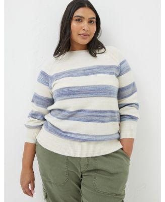 FatFace Fat Face Women's Plus Size Denim Ombre Stripe Sweater - Macy's