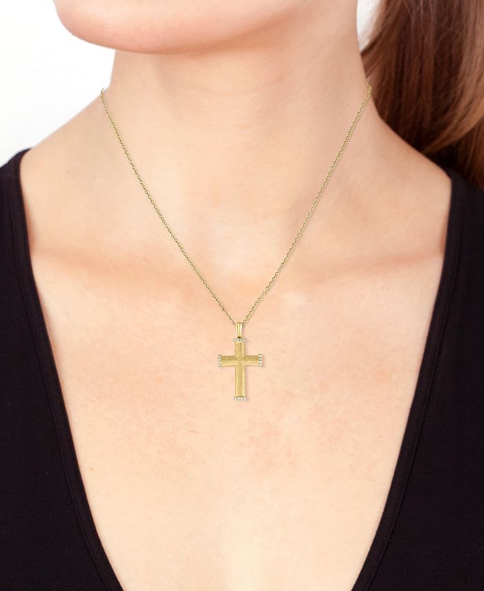 EFFY Collection EFFY® Diamond Cross 18" Pendant Necklace (1/4 ct. t.w ...