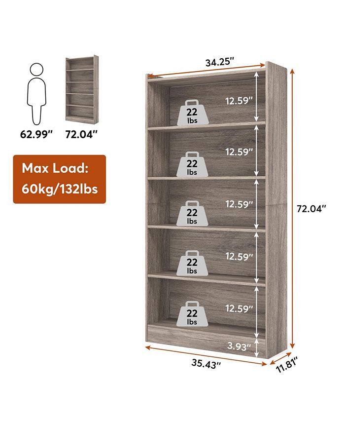 Tribesigns Tribe signs 72-inch Tall Bookcase, Modern 6-Tier White ...