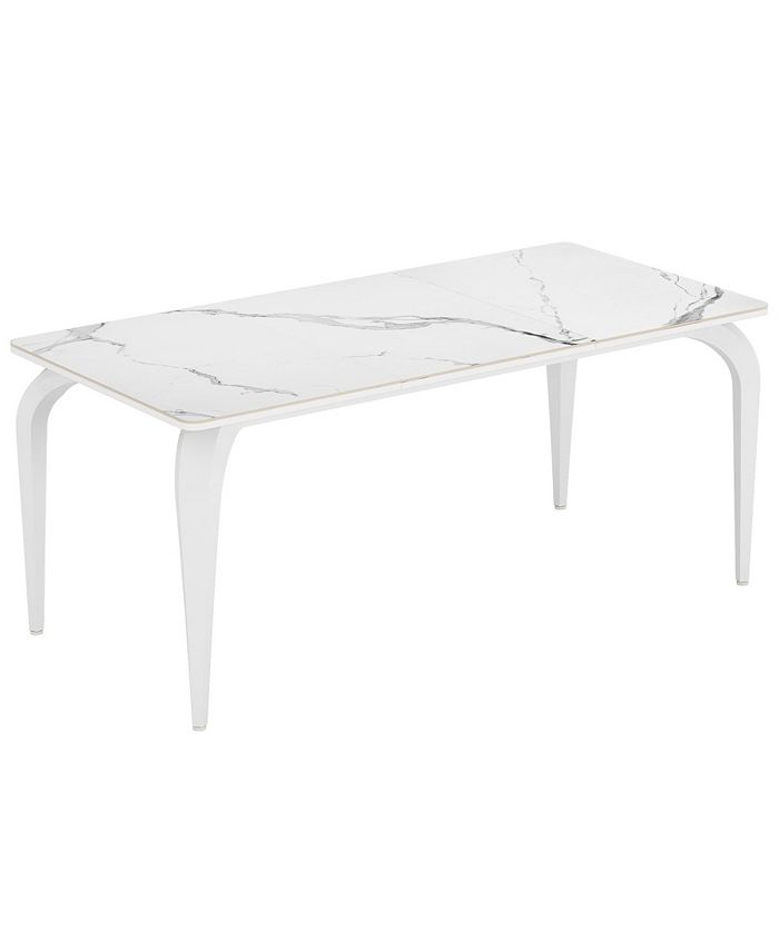 Tribesigns Tribe signs Marble Dining Table, 63" Modern White Sintered ...