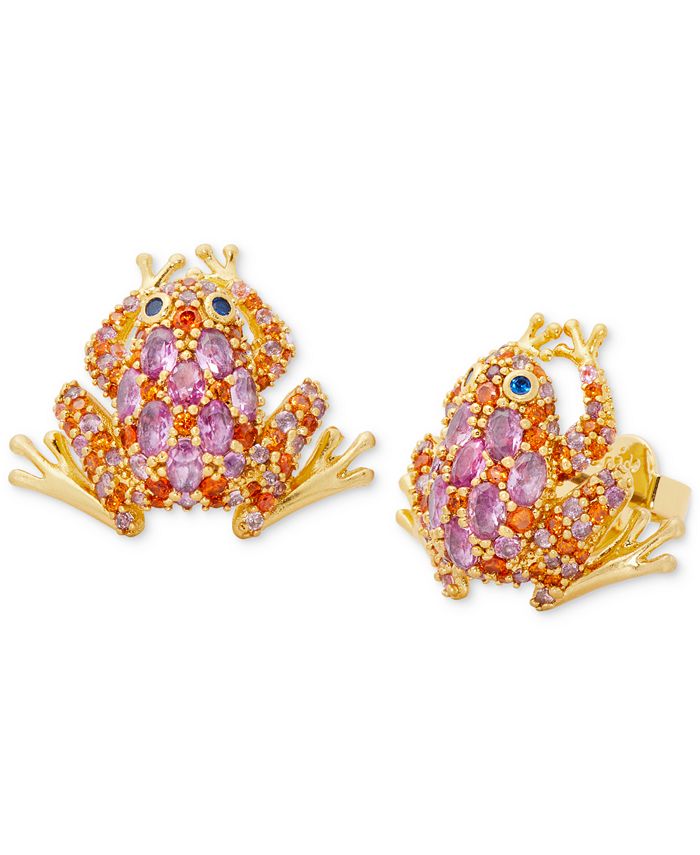 kate spade new york Gold-Tone Cubic Zirconia Frog Stud Earrings - Macy's