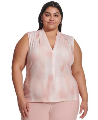 Calvin Klein Plus Size Printed Sleeveless V-Neck Camisole Top - Macy's