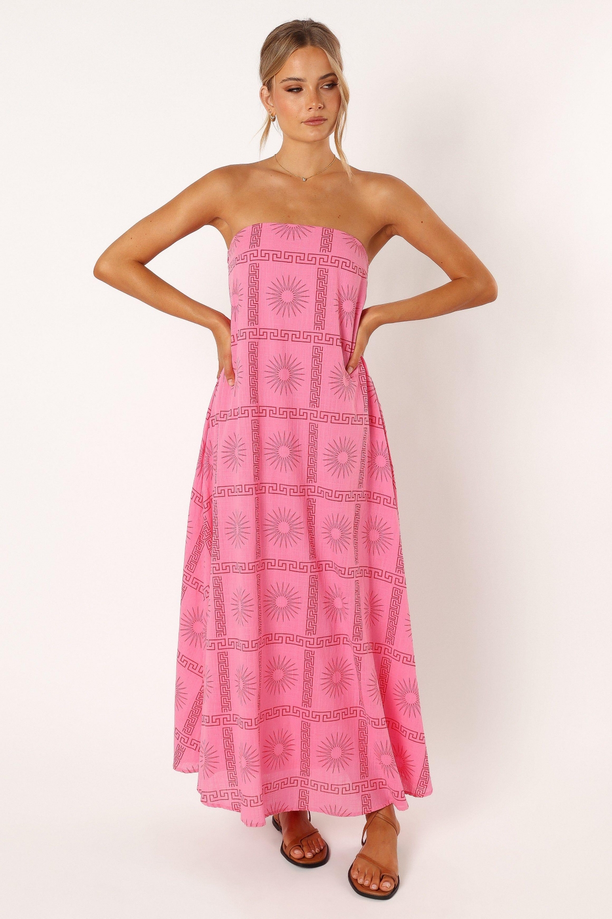 Soph Strapless Womens Maxi Dress - Pink red