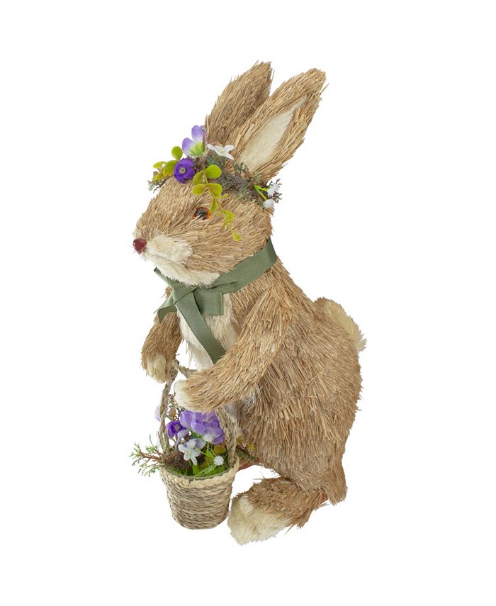Northlight 15" Sisal Rabbit with Basket Easter Figure - Macy's