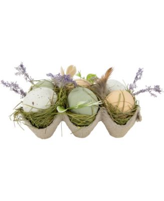 Northlight Pack of 6 Assorted Easter Eggs with Carton and Grass ...