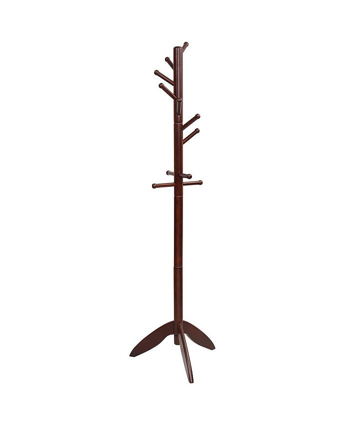 Slickblue Wooden Free Standing Coat Rack -Walnut - Macy's