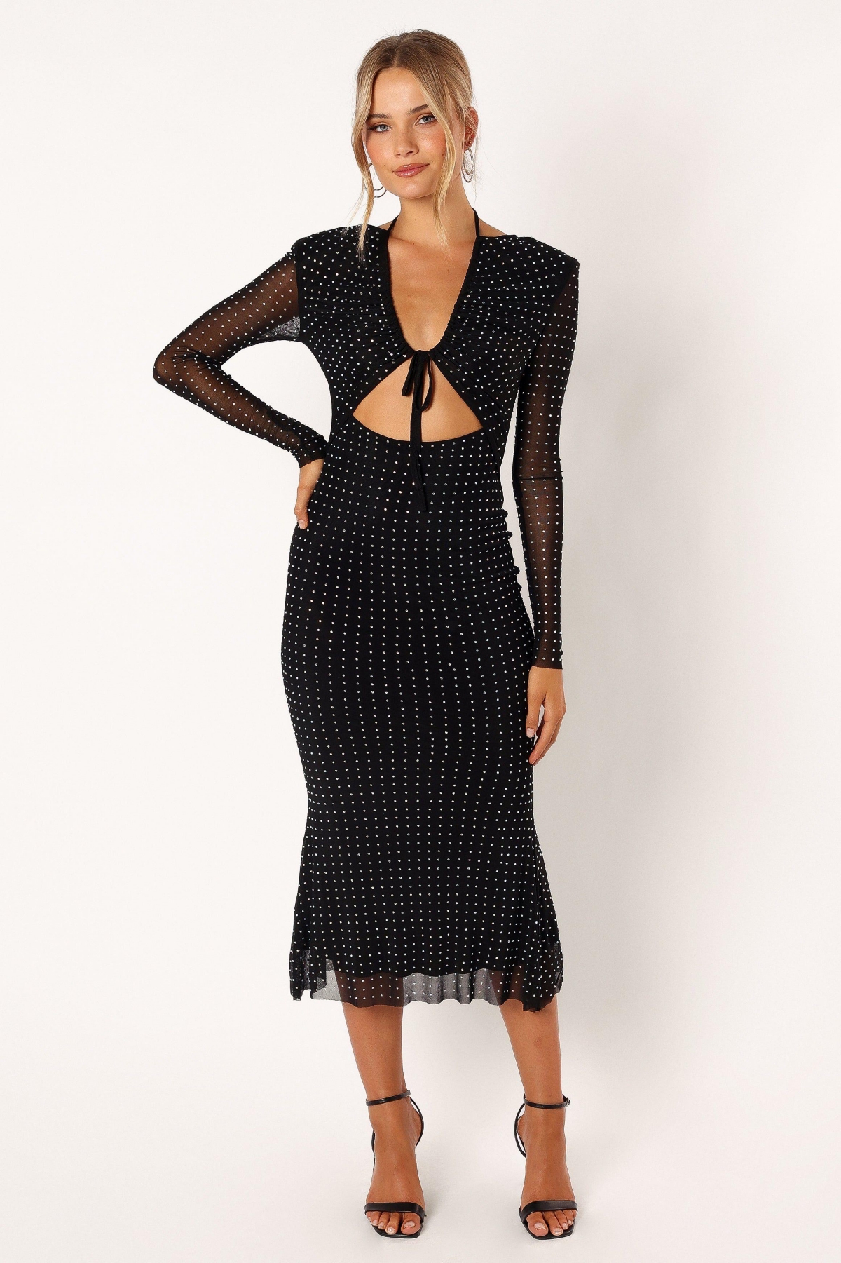 Click here for Salvatore Long Sleeve Midi Womens Dress - Black prices