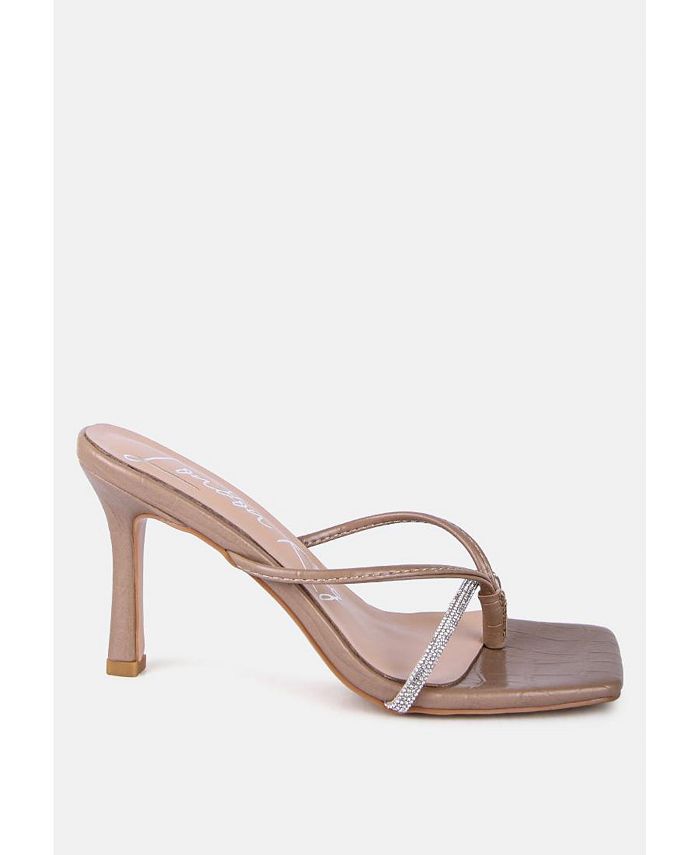 London Rag Fetish Croc Rhinestone Strap Sandals - Macy's