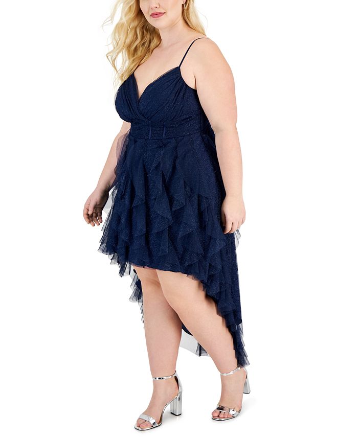 pear culture Trendy Plus Size High-Low Glitter Petal Dress - Macy's